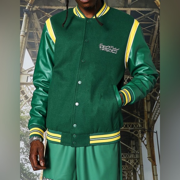 Boohoo Mens | Jackets & Coats | Boohoo Man Green Embroidered Back ...